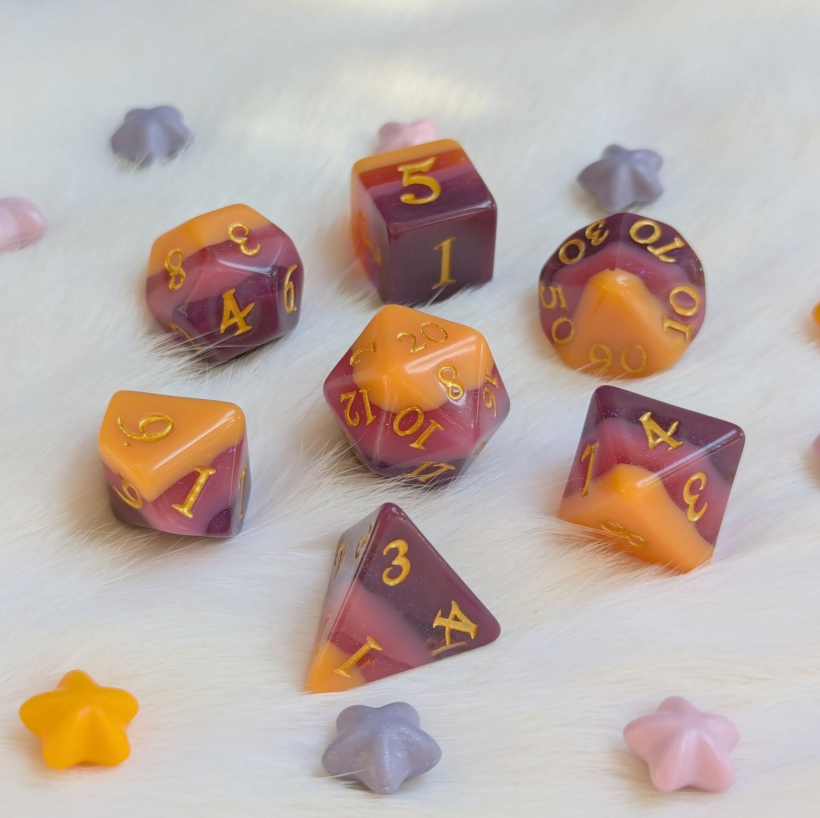 Emberwine 7-Piece Dice Set | Red Wine Burgundy Marbled DnD Dice ...