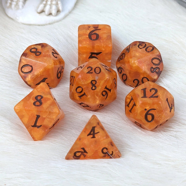 Pumpkin Pie DnD Dice | 7pc Fall Autumn | Halloween – Fennek and Finch