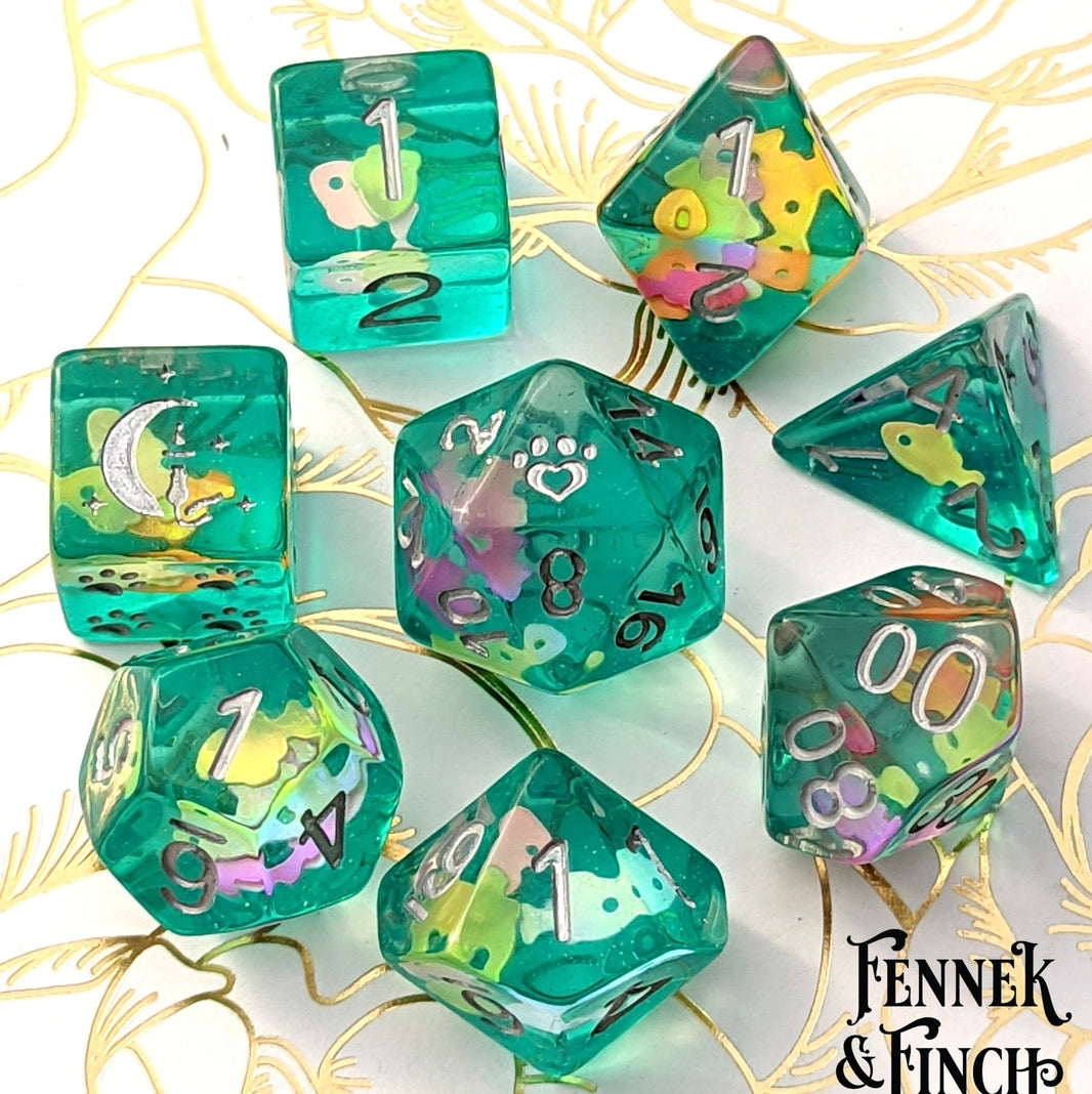 Animal Dice Sets: Cute D&D Dice with Animal Inclusions - Fennek and Finch